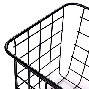 XINFULL 4 Pack Wire Storage Baskets Household Metal Wall-Mounted Containers Organizer Bins for Kitchen Bathroom Freezer Pantry Closet Laundry Room Cabinets Garage Shelf, Medium