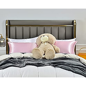 Alexandra's Secret Home Collection Satin Pillowcase for Hair and Skin, Pack of 2 - Feels Like Real Silk Pillow Cover - Satin Pillow Cases Set of 2 with Zipper Closure (Pink, Standard)