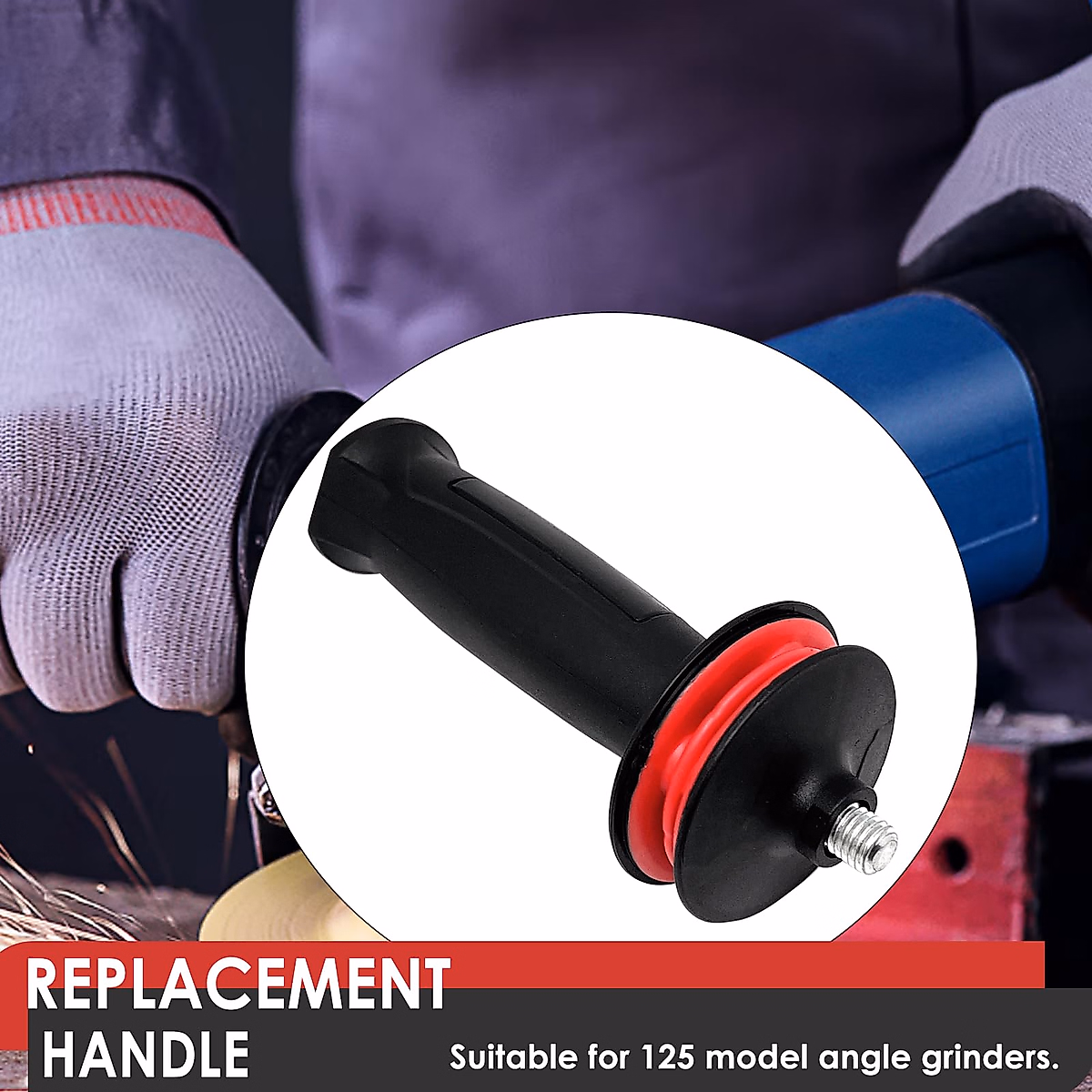 generic 10mm Dia Thread 125 Model Angle Grinder Side Handle Replacement Sander Handle Tool Black(1pcs)
