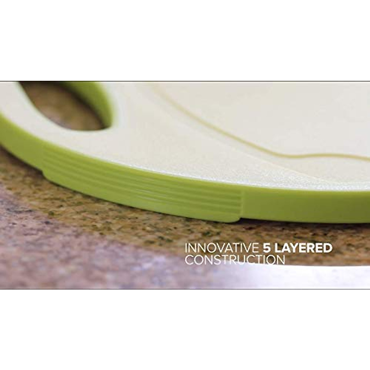 Kylermade (5 Layers) Multi-Layer Non-Slip Cutting Board, Innovative 5 layered construction, 5 Kitchen Chopping Boards for Price of 1, BPA Free, Non Porous, Dishwasher Safe, Juice Grooves (Blue)