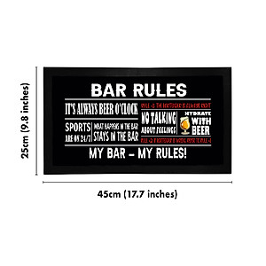 Bang Tidy Clothing Bar Runner Mat - Novelty Home Pub Bar - Funny Drink Beer Gifts for Men Women - Bar Rules