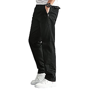 WZIKAI Mens Cargo Pants,Elastic Waist Sweatpants for Men Casual Long Trousers Light Jogger Pants Black XL