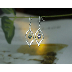 Fashion Swarovski Crystal Twist Leaf 925 Sterling Silver Drop Earrings for Women in Gold-plated
