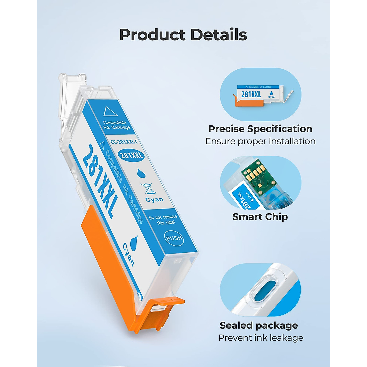 PGI-280XXL/CLI-281XXL Compatible Ink Cartridge Replacement for Canon Ink 280 and 281 Cartridge High Yield Use to PIXMA TR7520 TR8520 TR8500 TR8600 TR8620 TS6120 TS6220 TS9120 (5 Value Pack)