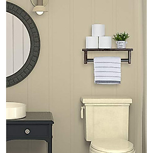 J JACKCUBE DESIGN Rustic Bathroom Shelf Towel Rack Bathroom Shelf Organizer Stainless Towel Bar Hanger Farmhouse Décor Over Toilet - MK608A