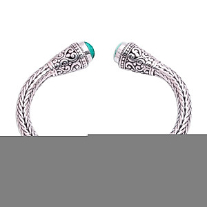 NOVICA Artisan Handmade Turquoise Cuff Bracelet Sterling Silver from Bali Natural Blue Tone Indonesia Birthstone Balinese Traditional [bracelet 6 in L (end to End) x 0.4 in W] ' Dragon Beauty'