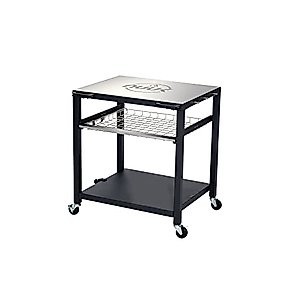 NUUK Double-Shelf Movable Outdoor Pizza Oven Table, 24" x 30" Stainless Steel Commercial Multifunctional Food Prep Worktable with Drawer on Wheels