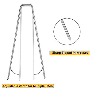 Whonline 100pcs Landscape Staples 6 Inch 11 Gauge Heavy Duty Galvanized Garden Stakes, Drip Irrigation Stakes for Securing Irrigation Tubing Fabric Weed Barrier Ground Sheets