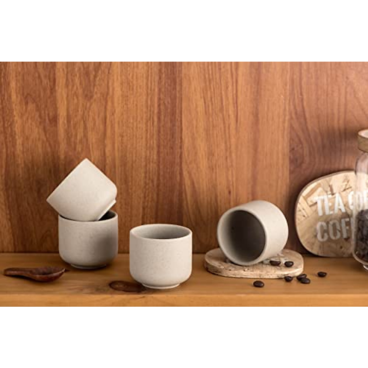 SYJAN HOME Ceramic teacups set of 4,No Handle Chinese KungFu Tea cups,3.5oz Teacups Japanese Teacup Set,Ceramic Tea Cup,4Pcs