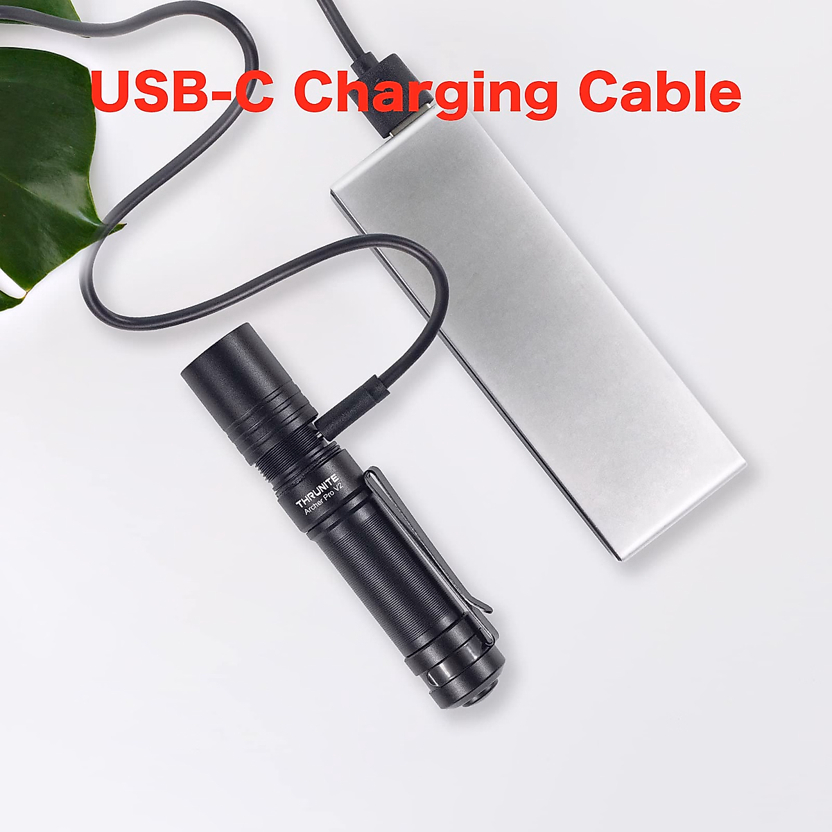 ThruNite Archer Pro V2 EDC Flashlight - 950 Lumens, USB-C Rechargeable, Tail Switch LED Penlight for Camping, Outdoor & Emergency - Cool White (Black)