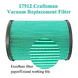 17912 H'epa Filter Replacement Fit for Cr'aftsman 9-17912 Wet/Dry Vacuum Filter with High Efficiency Particle Air
