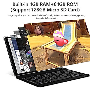Tablet 10 Inch Android 11.0 Tablet with Keyboard, Dual 2.4+5G WiFi Tablets 64GB Storage 128GB Expandable, 4G RAM 6000mAh Battery Google Certified Tablet Include Keyboard Mouse Case Stylus