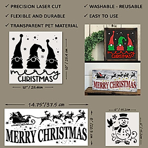 Christmas Stencils for Painting on Wood – Large Christmas Stencil Set includes Gnome & Snowflakes - DIY Holiday Stencils Reusable for Crafts, Signs, Canvas, Windows, Cookies & Templates