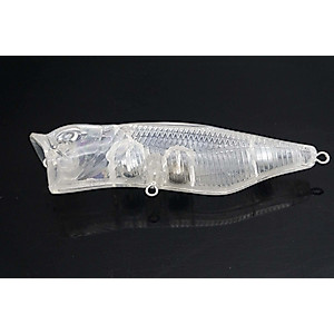 10Pc ABS Unpainted Popper Bait lipless Fishing Hard Pencil Lure Body Crankbait 9cm 14.4g Blank Lures with Free Eye