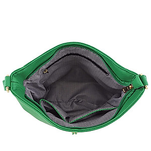 FashionPuzzle Lightweight Tassel Zipper Bucket Crossbody Bag (Kelly Green) One Size