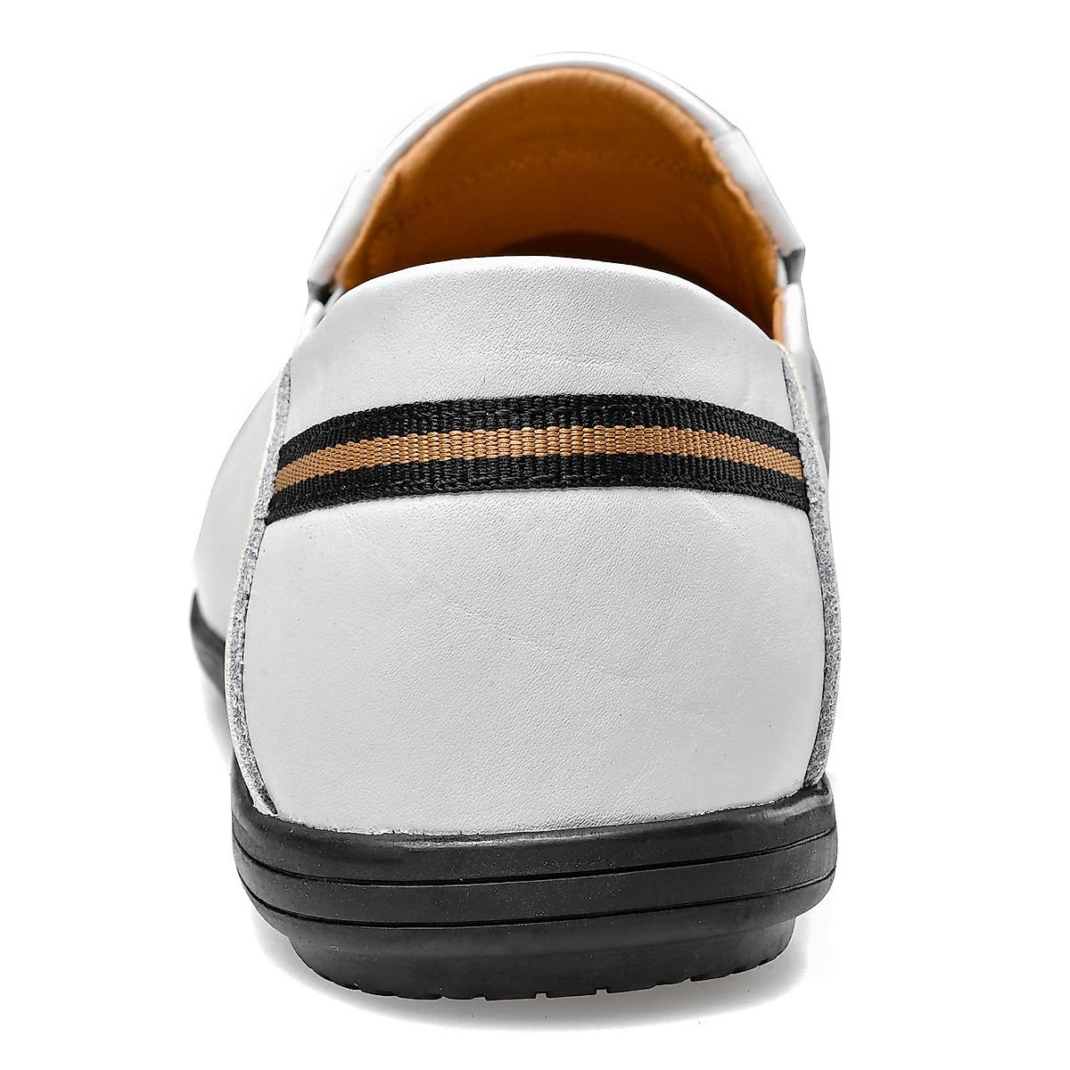 LUODENGLANG Loafer Premium Genuine Leather Men's Casual Shoes Slip On Mens Driving Penny Loafers for Men Lightweight Breathable White 9.5 M43