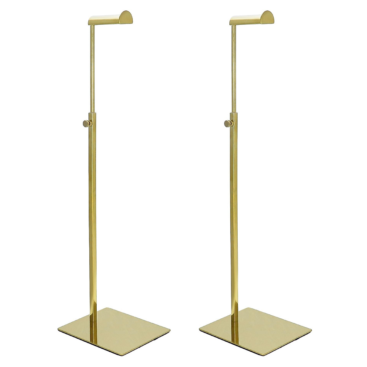 QWORK Purse Display Stands, 2 Pack Polished Gold Handbag Display Holder Jewelry Rack, (15.75" to 27.56") Adjustable Height Retail Countertop Single Hook Display Stand, for Bags,Purses,Wig, Jewelry