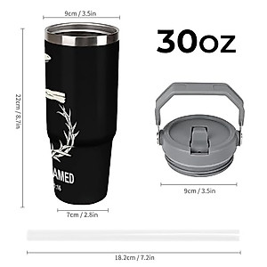Christian Cross Not Ashamed Romans 116 Crown 30 OZ Insulated Tumblers with Handle And Straw Leakproof Vacuum Insulated Stainless Steel Water Bottle for Car Fishing Travel