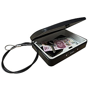 Portable Safe Lock Box Home Security with Resettable Combination Lock Steel Case Black Hotel safe with Cable