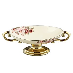 fanquare Floral Footed Fruit Bowl for Party, Fruit Holder for Kitchen Countertop, Decorative Bowls for Centerpieces