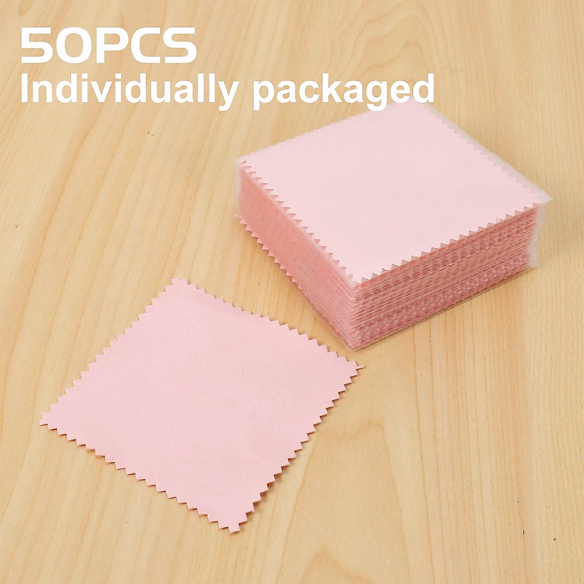 Hofun Jewelry Polishing Cloths, Silver Jewelry Cleaning Cloth, Tarnish Remover for Jewelry, 50 pcs, 3 * 3 inch, Pink