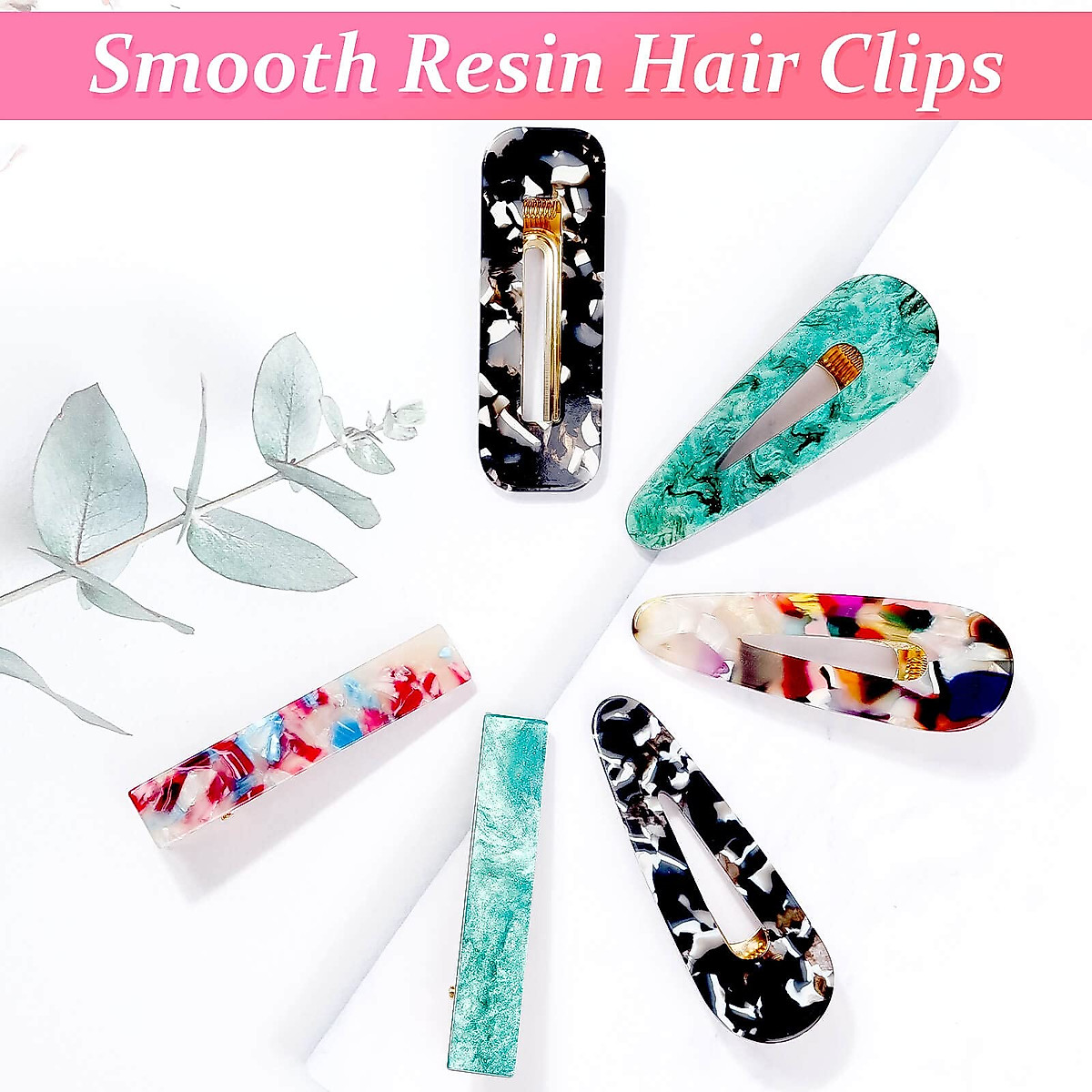 30 Pcs Acrylic Resin Barrettes, Cridoz Barrettes and Pearl Hair Clips for Women, Banges Hair Accessories