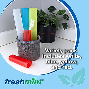 (Pack of 100) Freshmint Toothbrush 2 Piece Holder Individually Wrapped Variety of Colors (Yellow, Blue, Clear, Red)