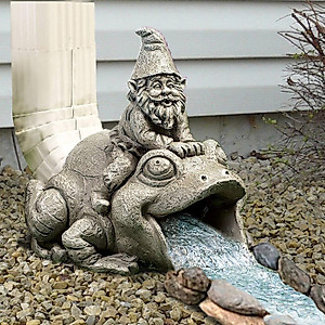 APC Goods Cute and Playful Gnome Riding Frog Downspout Outdoor Extension Decoration