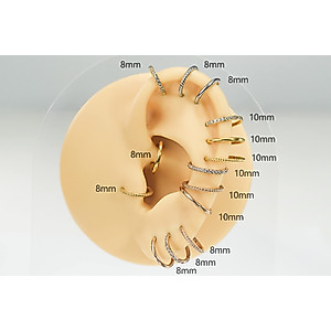 16G 8mm 10mm Hinged Clicker Segment CZ Twisted Clicker Nose Rings Hoop Helix Cartilage Daith Tragus Sleeper Earrings Body Piercing for Women Men (16G - 8mm - 3Pcs Gold)