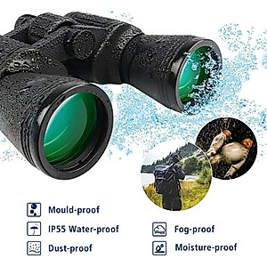 20x50 Binoculars for Adults HD Day Light Night Binoculars with BAK4 Prism FMC Lens for Hunting Bird Watching Concert etc IPX7 Waterproof Black