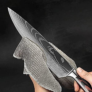 SENKEN 8-piece Premium Japanese Kitchen Knife Set with Laser Damascus Pattern - Imperial Collection - Chef's Knife, Santoku Knife, Bread Knife, Paring Knife & More, Ultra Sharp for Very Fast Cutting