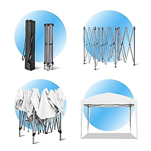 Klismos 10x10 Pop Up Canopy Outdoor Portable Party Beach Tent Instant Gazebo with 4 Removable Sidewalls for Wedding Party (White)