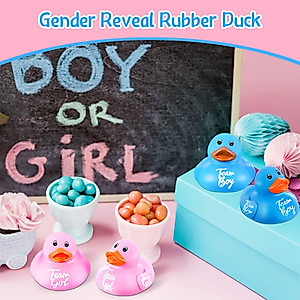 24 Pieces Pink Blue Gender Reveal Rubber Ducks in Bulk Mini Ducky Bath Toys Team Girl Team Boy Small Ducks for Baby Shower Gender Reveal Party Favor Decorations