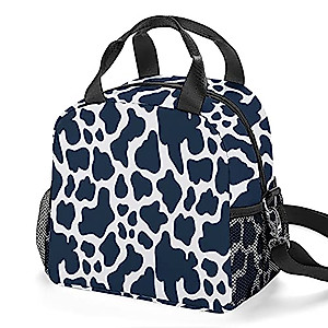 Kids Lunch Bag, Insulated Leakproof Lunch Box Containers Resuable Cooler Lunch Tote Bag with Detachable Adjustable Shoulder Strap & Side Pockets for Teen Girls Boys School Travel Picnic in Cute Cow