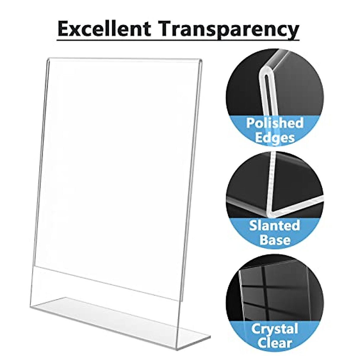 MaxGear Acrylic Sign Holder 8.5 X 11 inches Slant Back Sign Holder Clear Sign Display Holder Plastic Display Stands Table Sign Display Holder for Office, Home, Store, Restaurant - Vertical, 18 Pack