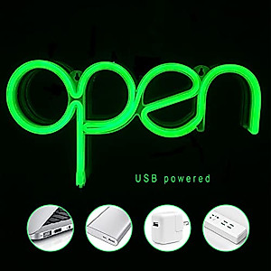Open Neon Sign for Window Displaying Light 15.5x8.4 inch,Long Cord 11.5 FT LED Green Open Sign for Business,Massage,Tattoo Store,Bar,Man Cave,Barber Shop,Retail Store(OG)
