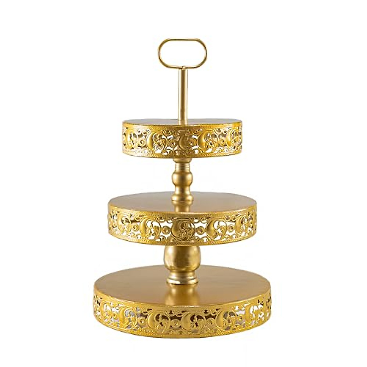 Double-Sided Gold 3 Tiered Decorative Tray, Serving Tray, Cake Stand, Farmhouse Decor, Party Decorations for Celebration, Holiday, Gift