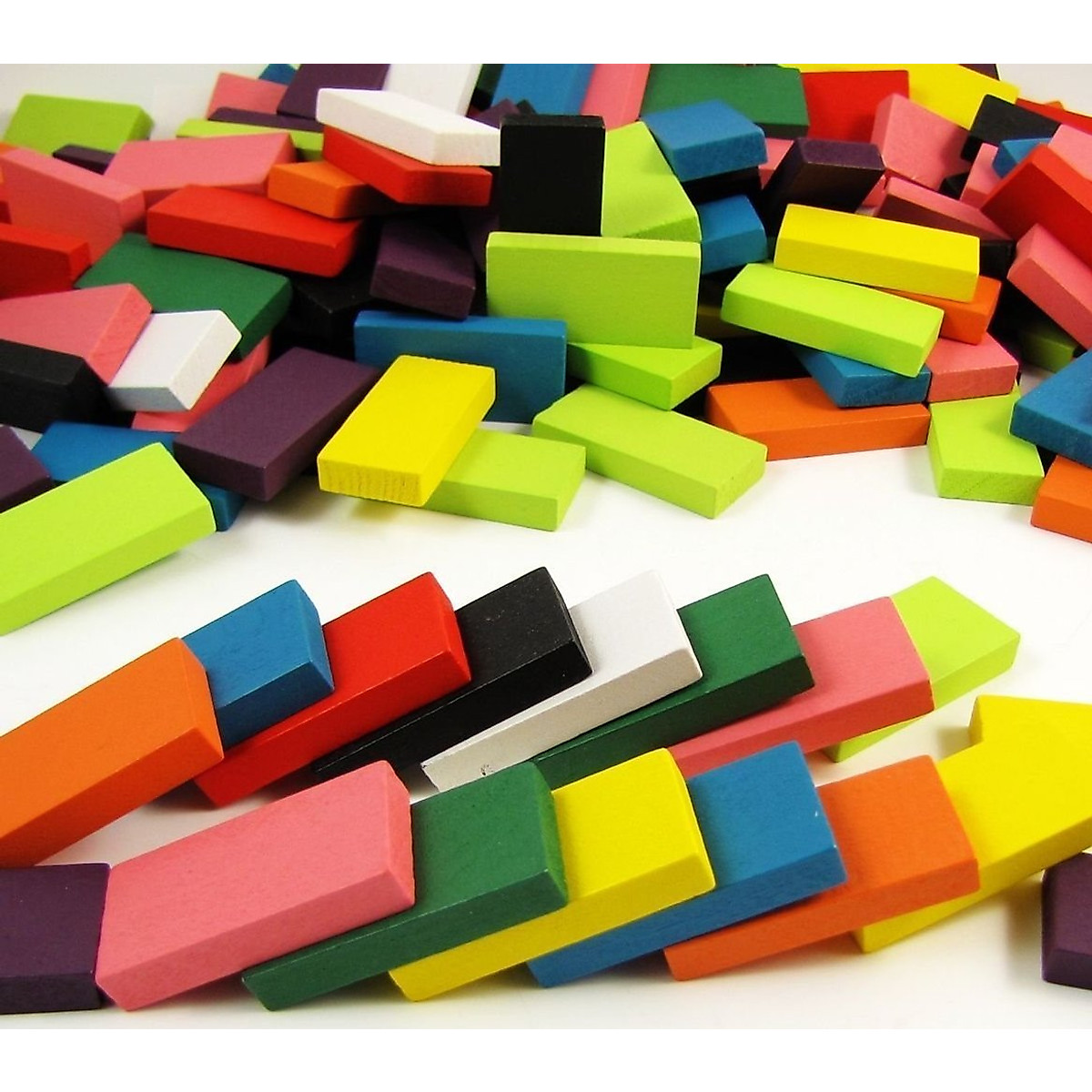 BlueSnail 10 Color Authentic Standard Basswood Wooden Dominoes Toys Domino Blocks Set, Kids Dominos Educational Racing Toy Tiles Educational Games(240 pcs)