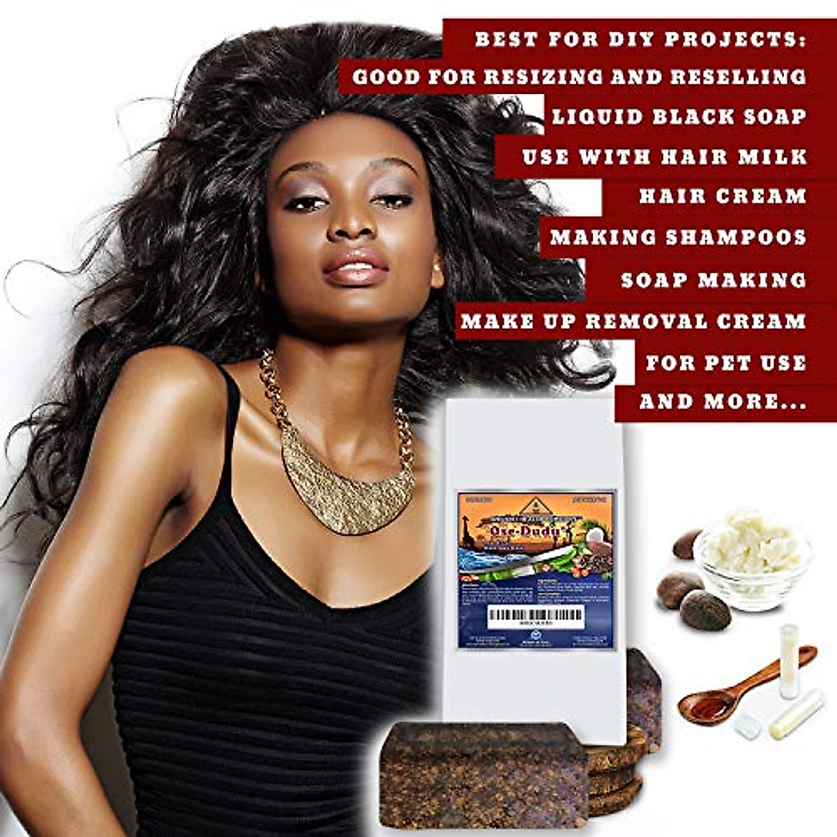 Organic, Anti-Bacterial, Anti-Fungal OSE-DUDU AFRICAN BLACK SOAP 2 LB (32 oz) BLOCK. Authentic, Handmade, Unscented Raw (GHANA)