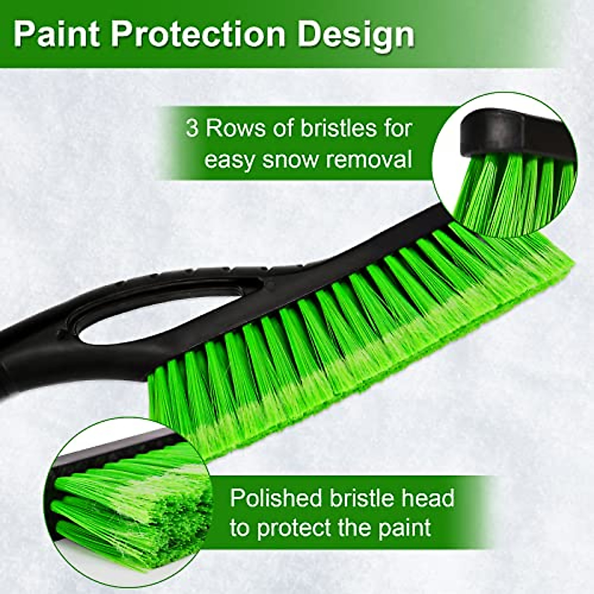 CYEVA 3 Pack 27" Snow Brush with Ice Scraper, Ice Scrapers for Car Windshield, Detachable Snow Removal Tool with Ergonomic Foam Grip for Cars Trucks SUVs (Green)