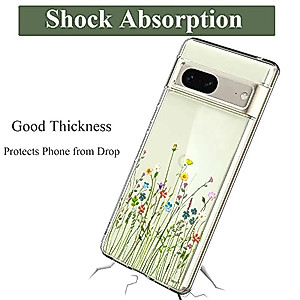 Unov Compatible with Pixel 7 Case Clear with Design Soft TPU Shock Absorption Slim Embossed Pattern Protective Back Cover for Pixel 7 5G 6.3inch (Flower Bouquet)