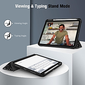 Fintie SlimShell Case for iPad 10th Generation 10.9 Inch Tablet (2022 Release) - Flexible Soft TPU Stand Back Cover with Pencil Holder, Auto Sleep/Wake, Composition Book Black