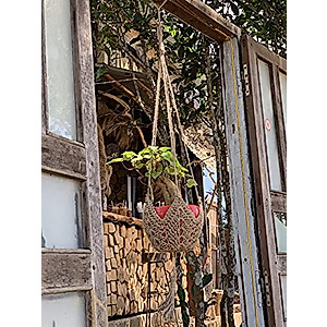 Jute Crochet 30 inch Long Indoor Plant Hanger for 3-inch to 12-inch Pots, Star Hanging Planter Macrame Plant Holder Rope plant Hanger Wall Planter Boho Home Decor Indoor Hook Wall Hanging