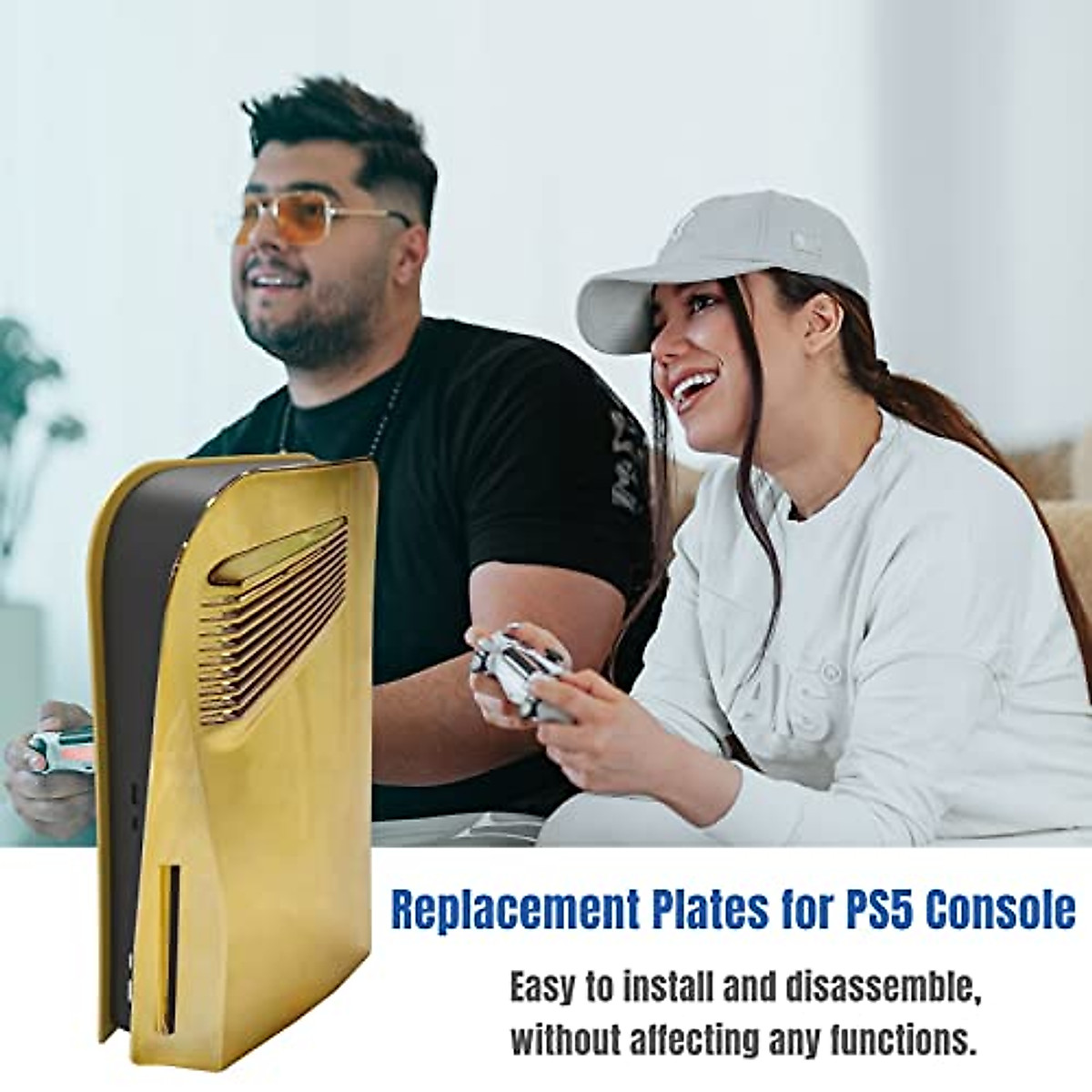 Electroplating Disc Edition Face Plates with Cooling Vents Cover Skins Shell Panels for PS5 Console, Playstation 5 Accessories Faceplate Protective Shell Replacement Plate (Electroplating Gold)