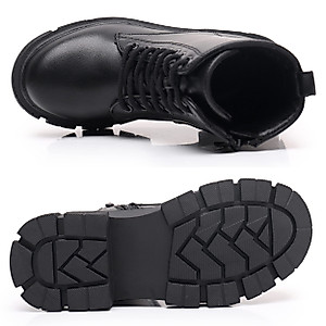 Apakowa Kids Girls Boots Fashion Combat Ankle Boots Side Zipper Booties (Little Kid/Big Kid)