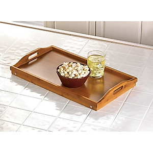 Furniture Creations Compact Bamboo Wood Bed Breakfast Food Serving Tray
