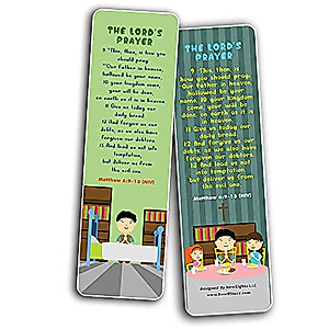 The Lord's Prayer Bible Bookmarks for Kids (12-Pack) - VBS Sunday School Easter Baptism Thanksgiving Christmas Rewards Encouragement Gift