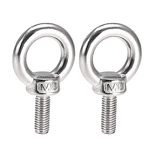 uxcell Lifting Eye Bolt M8 x 20mm Male Thread 304 Stainless Steel for Hanging, Pack of 2