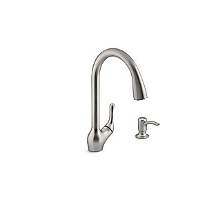 KOHLER R776-SD-VS Barossa Kitchen Faucet with Soap/Lotion Dispenser, Vibrant Stainless