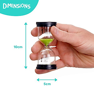 THE TWIDDLERS 4 Premium Hourglass Sand Timers, 4 Colors: 1min 3min 5min 10 Minutes